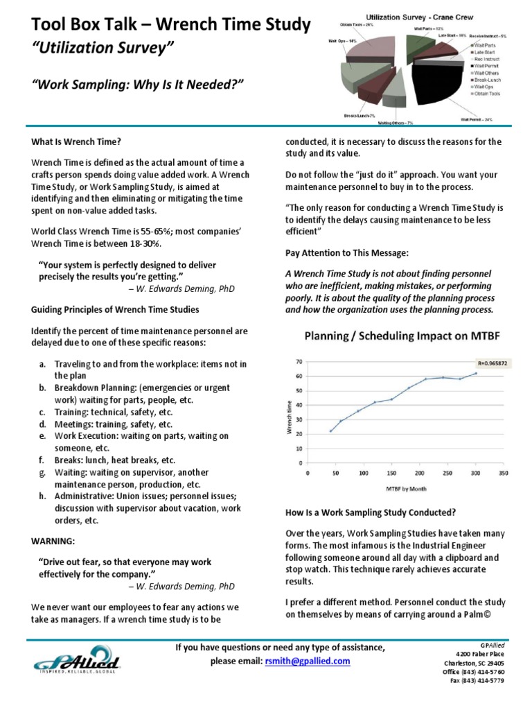 Wrench Time Study Overview | PDF | Business