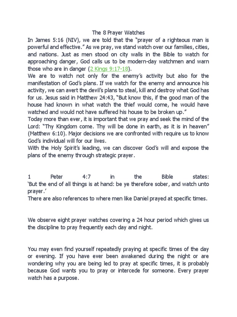 Understanding the 8 Prayer Watches | PDF | Jesus | Prayer
