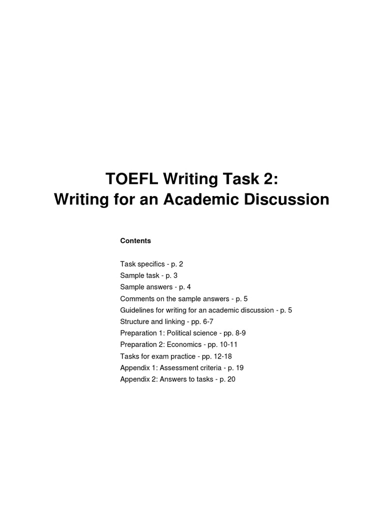 TOEFL IBT Writing For An Academic Discussion Without Answers | Download ...