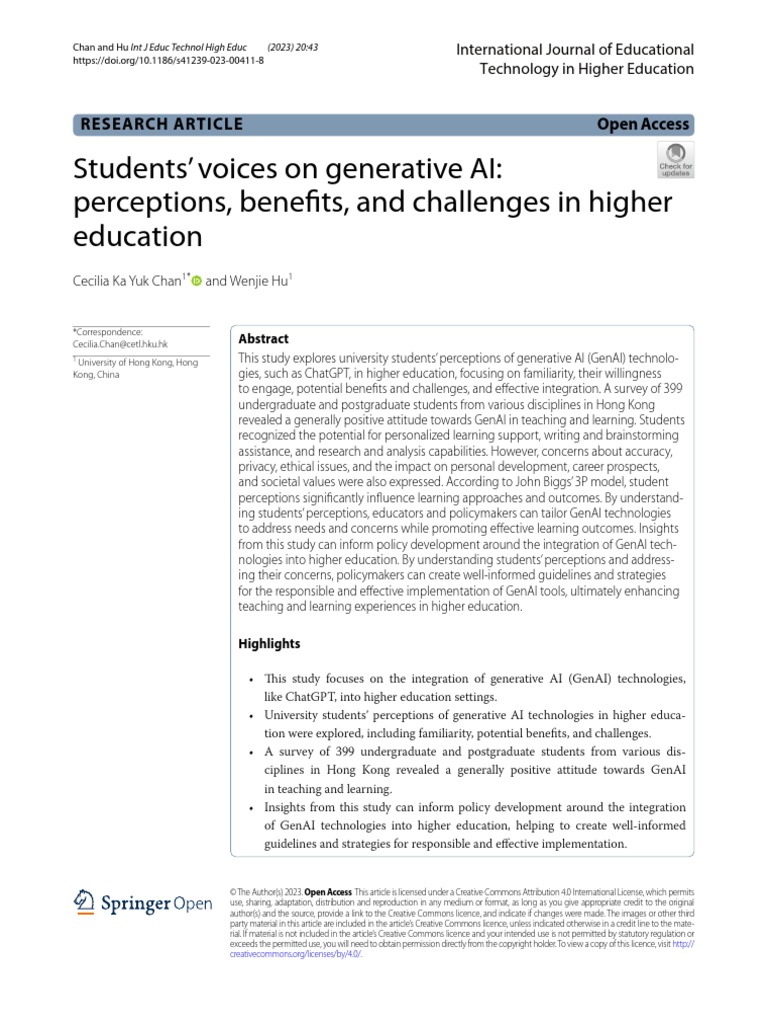 Students' Voices On Generative AI | PDF | Artificial Intelligence ...