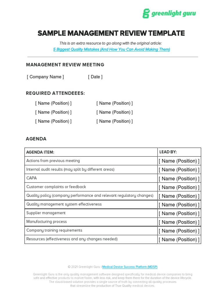Sample Management Review Template | PDF