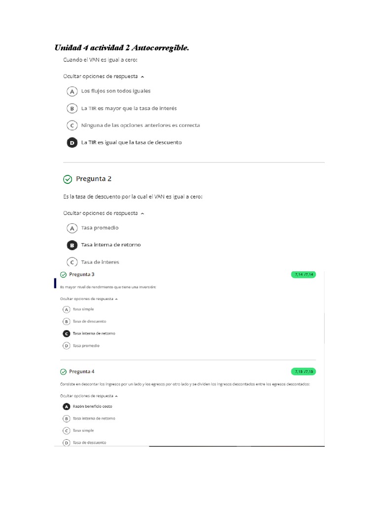 Unidad 4 Actividad 2 Autocorregible | PDF