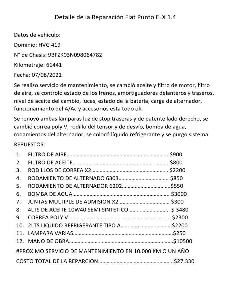 Datos Del Vehículo Word | PDF | Vehículos | Estilos de carrocería