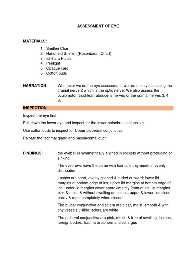 ASSESSMENT OF EYE and EAR | PDF | Visual Acuity | Eye