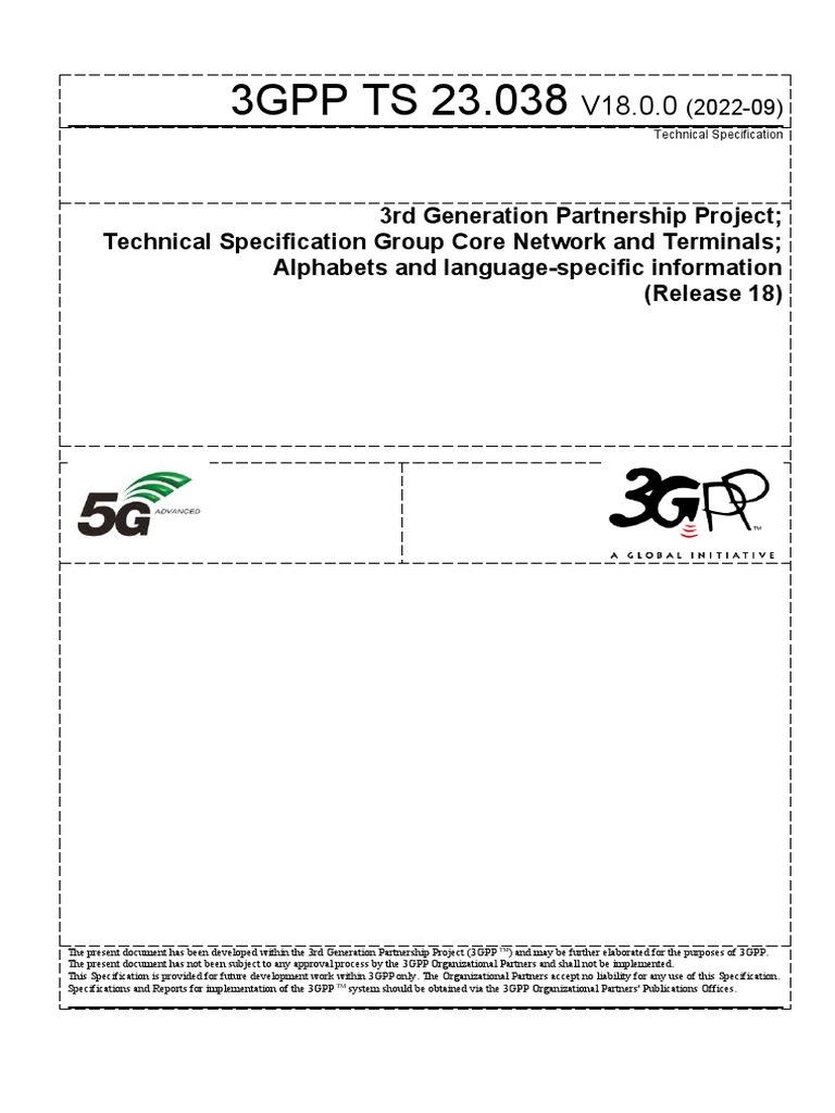 3GPP TS 23.038 | PDF | Computing | Telecommunications Standards