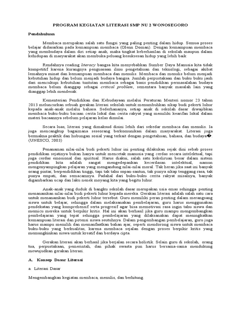 Program Kegiatan Literasi SMP | PDF