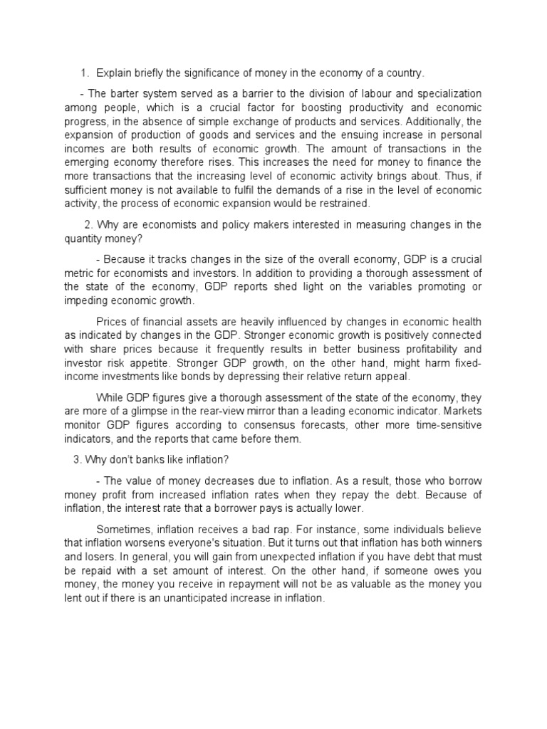 Significance of Money in Economic Growth | PDF | Inflation | Money