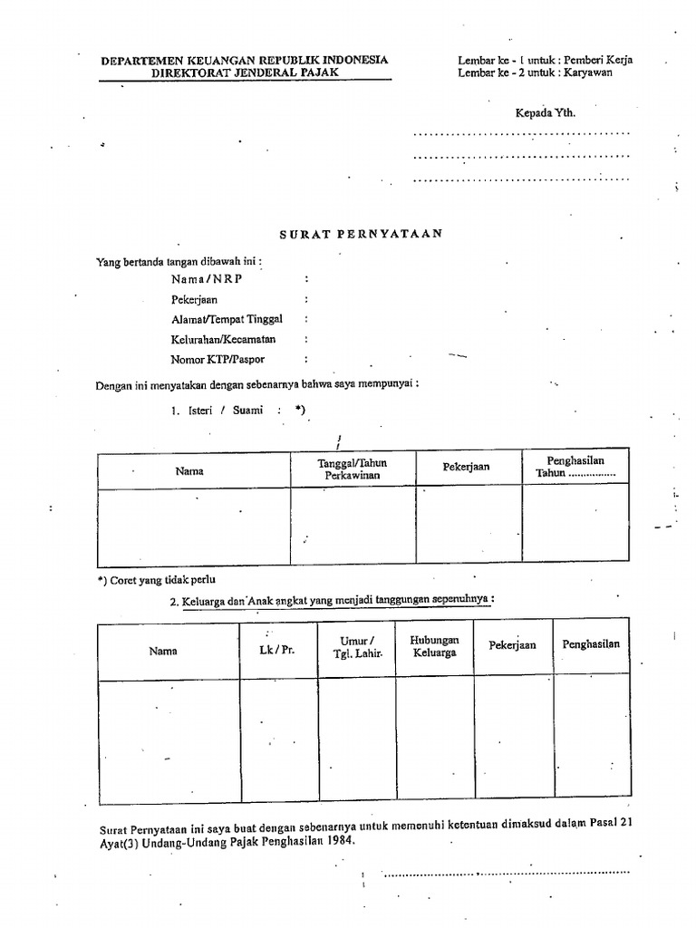 Surat Pernyataan Pajak | PDF