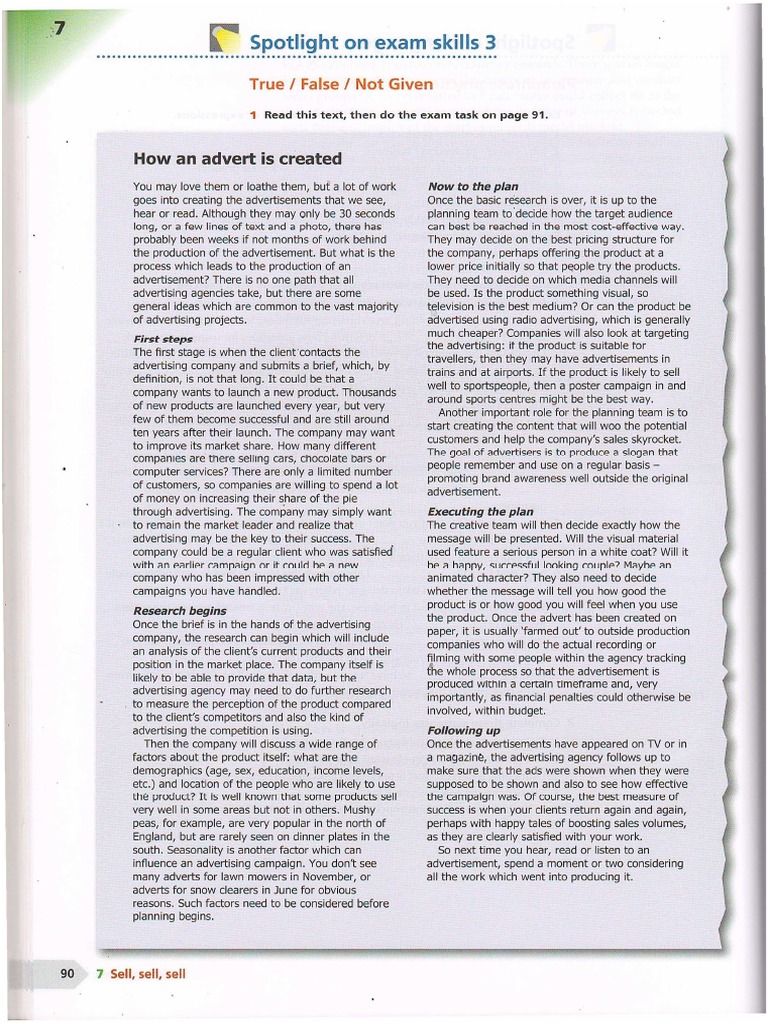 Reading Extra 2.0 - Unit 2, TFNG, Table, Advantage IELTS, pp.93-94 | PDF