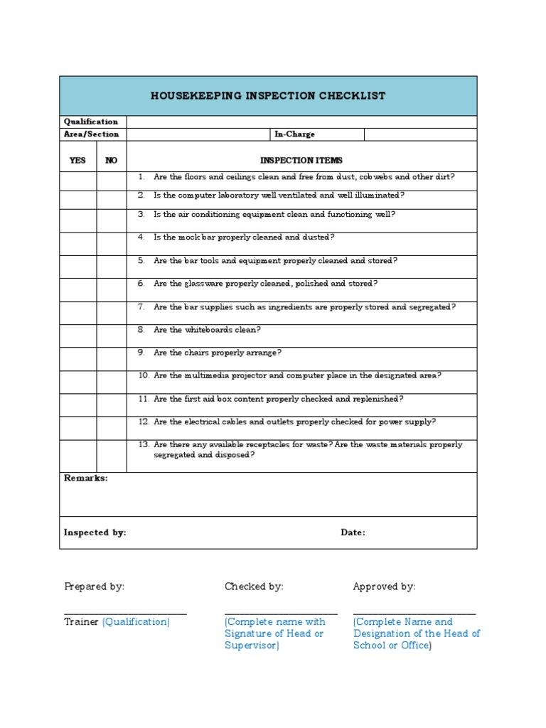 2 MTF Housekeeping Inspection Checklist | PDF