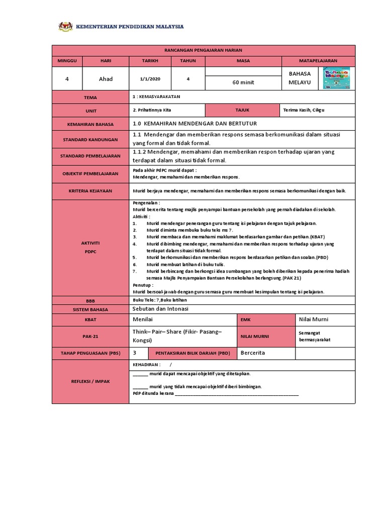 RPH 3 BM THN 4-Unit 2 (m3) | PDF | Karier & Perkembangan