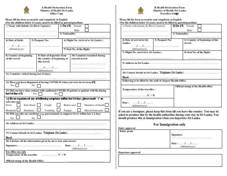 Health Declaration Form | PDF | Public Health | Symptoms And Signs