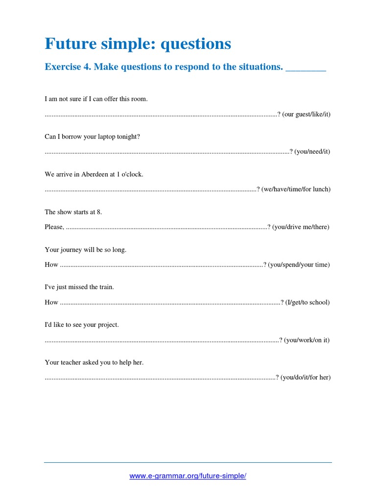 Future Simple Exercise 4 | PDF
