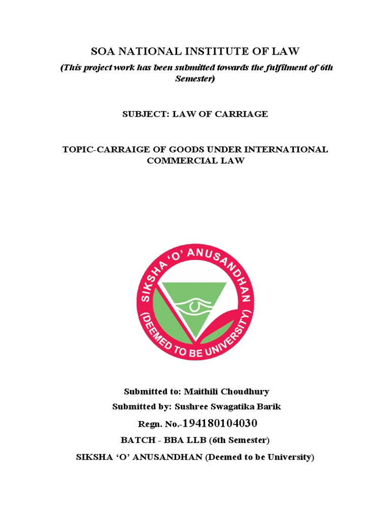 Law of Carriage | PDF | Cargo | Lien