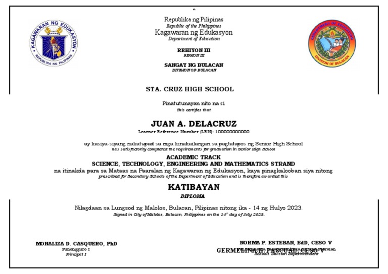 Shs Diploma | PDF