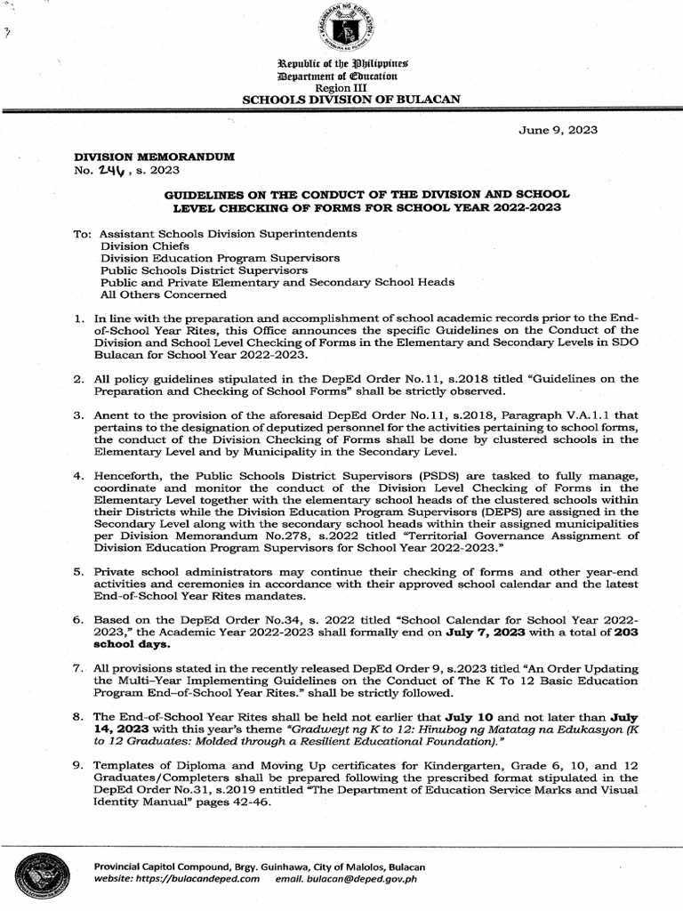 Div Memo No. 246 S. 2023 | PDF