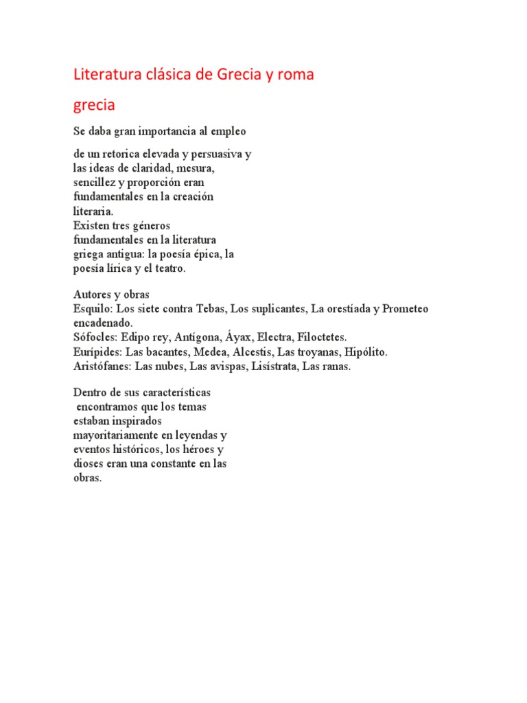 Literatura Griega: Géneros y Autores Clásicos | PDF | Clásicos