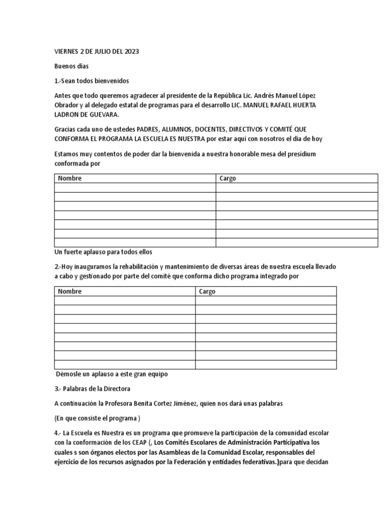 Programa La Escuela Es Nuestra | PDF