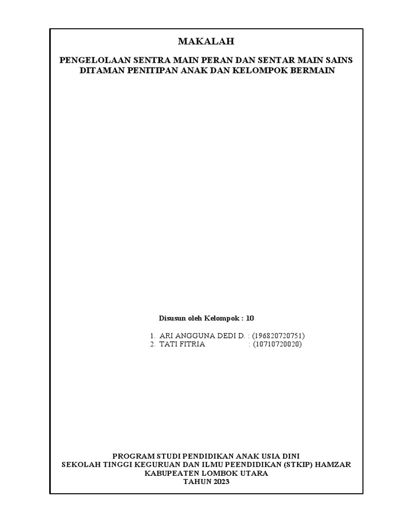 Makalah Sentra Main Peran | PDF