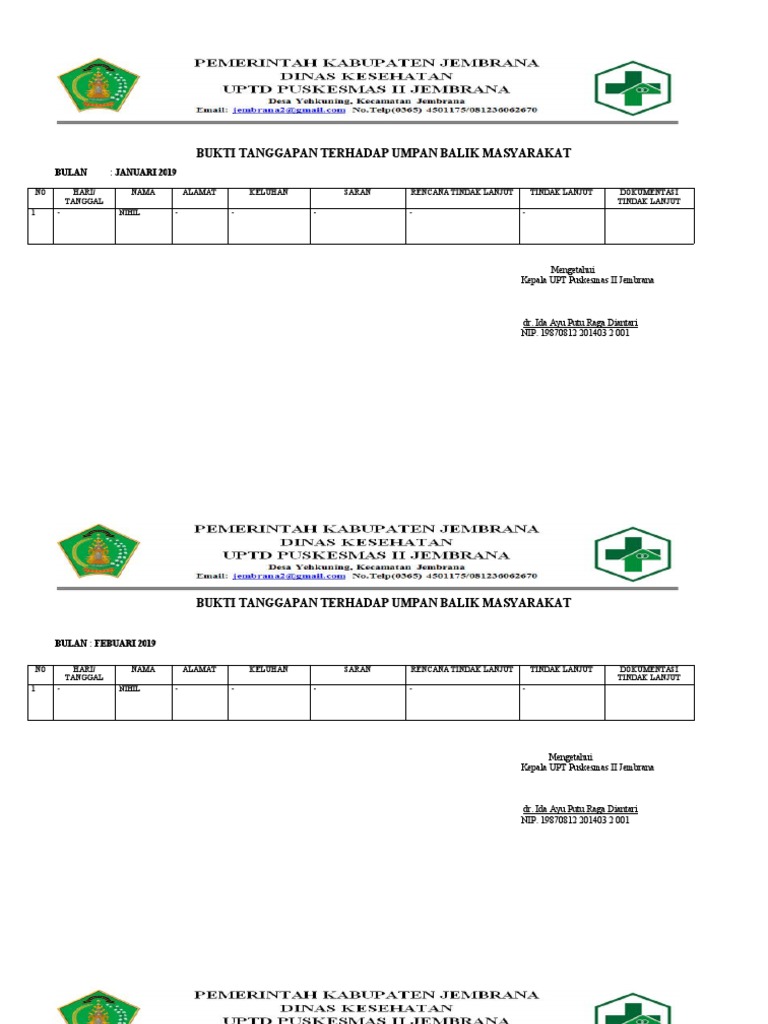 Bukti Tanggapan Umpan Balik Masyarakat | PDF