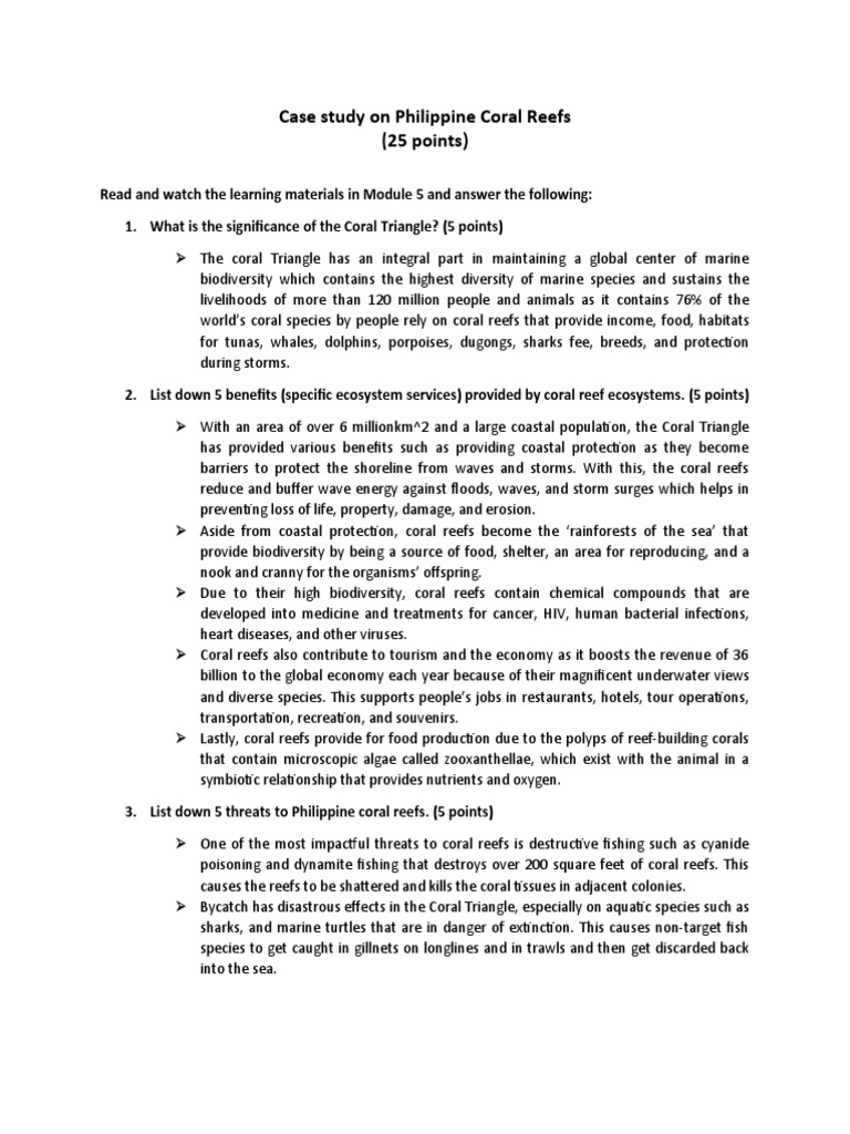 Case Study On Philippine Coral Reefs | PDF | Coral Reef | Biodiversity