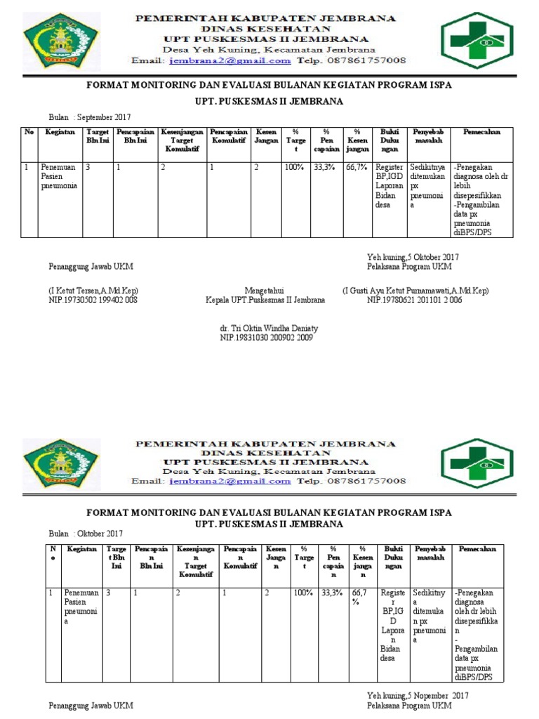 Format Monitoring Dan Evaluasi Bulanan Kegiatan Program Ispa | PDF