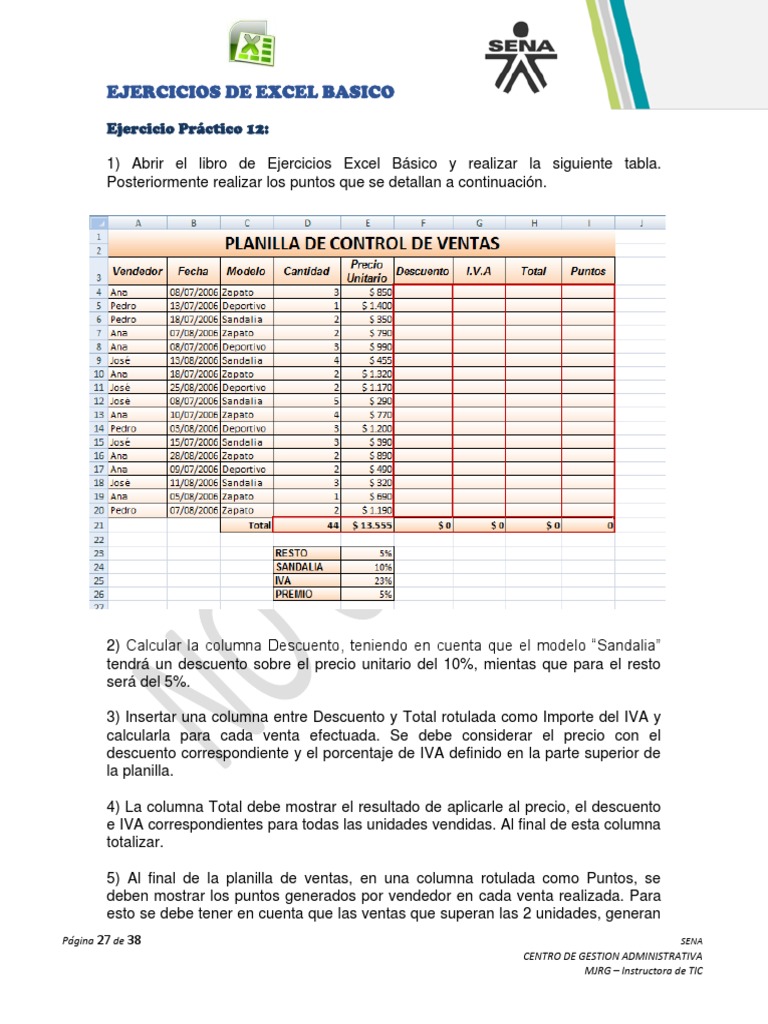 Ejerc Excel 12 | PDF