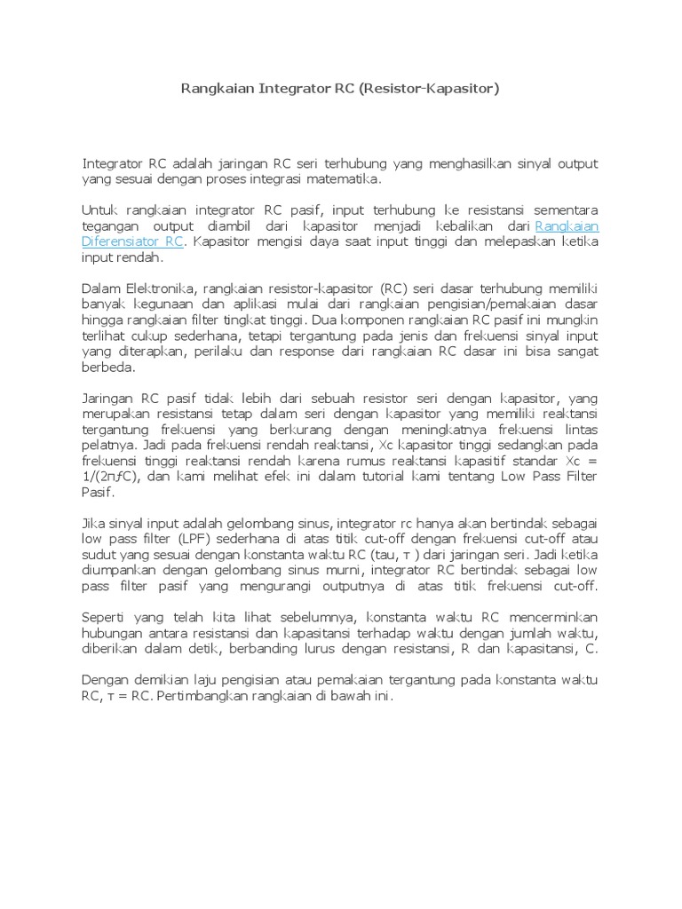 Rangkaian Integrator Dan Differensiator RC | PDF
