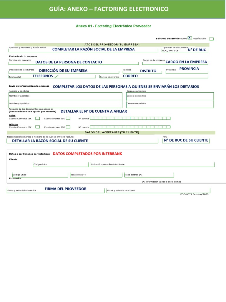 Guia de Formatos - Factoring Electrónico | PDF | Informática | Industrias de servicio