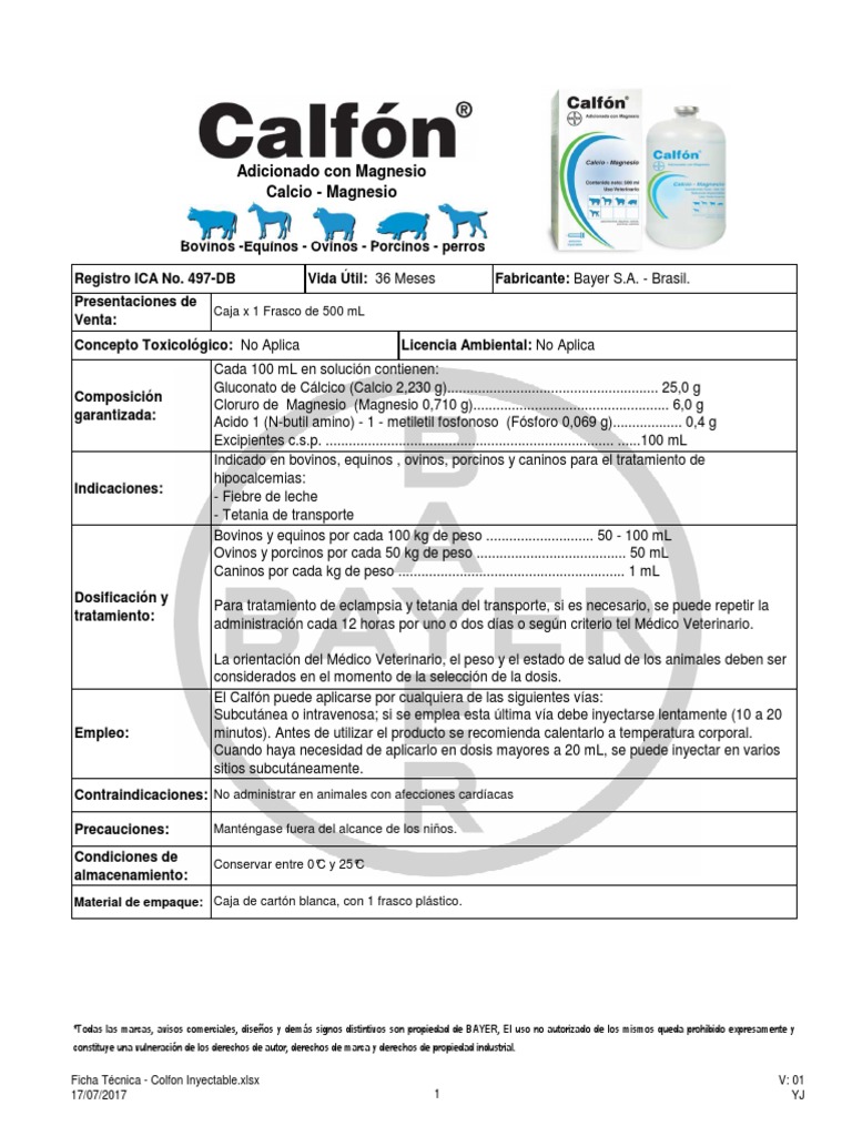 Calfon-Inyectable-Ficha-Técnica | PDF | Medicina CLINICA