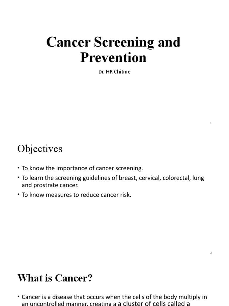 Cancer Screening Guidelines and Prevention | PDF | Cancer | Colorectal ...