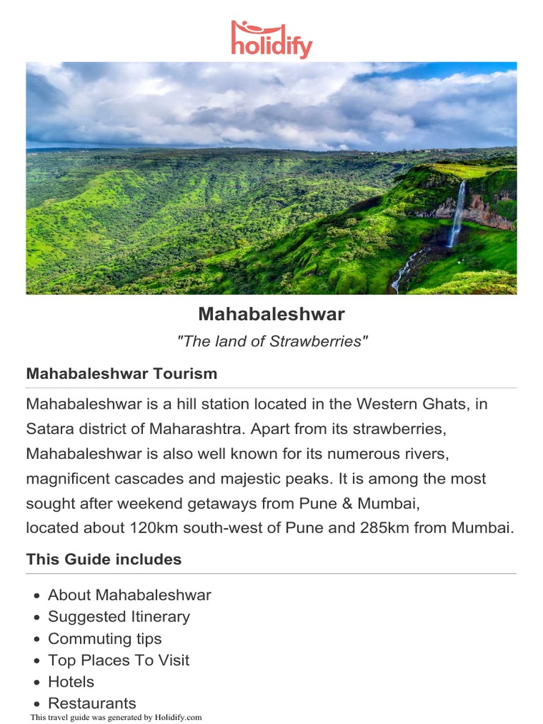 Mahabaleshwar Tourist Guide | PDF | Religion & Spirituality