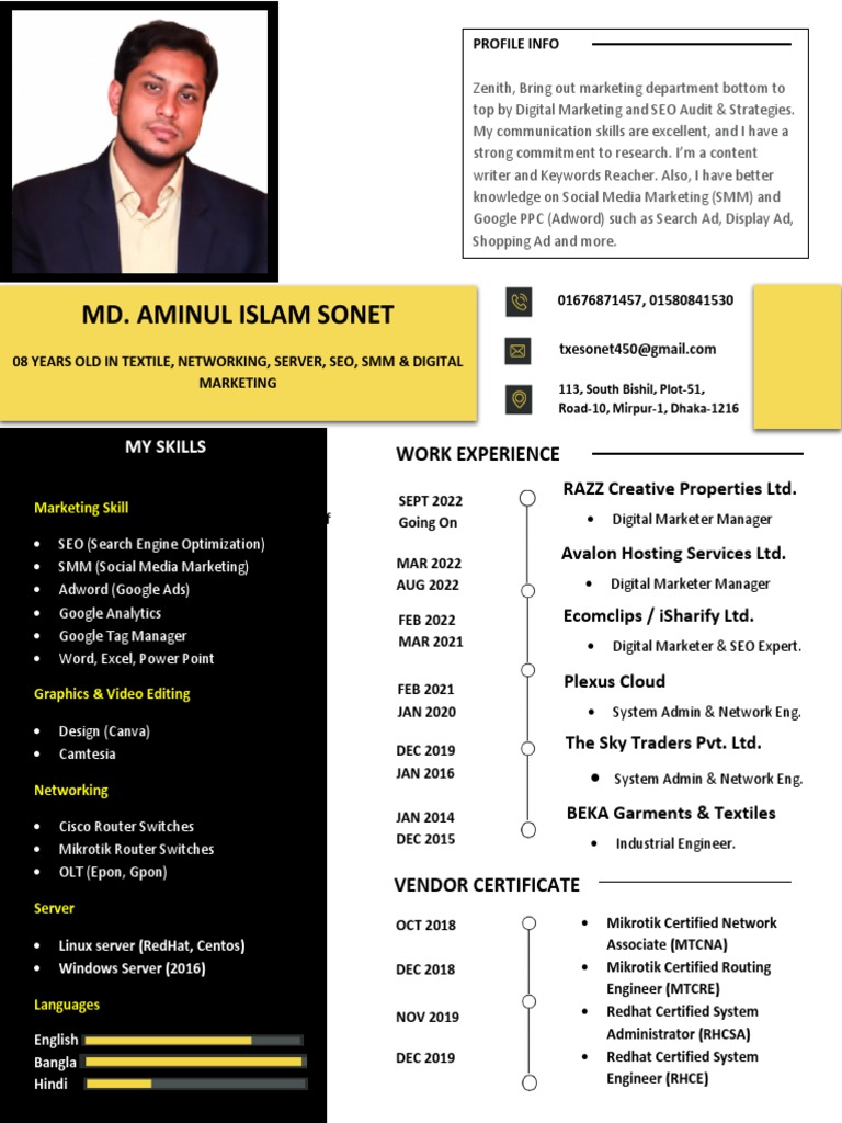 Aminul Islam DM CV | PDF | Search Engine Optimization | Computing