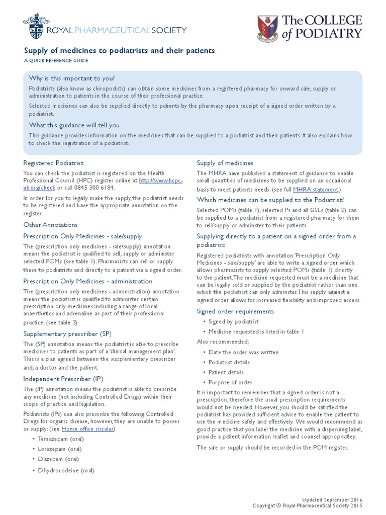 RPS Podiatrist-Quick-Reference-Guide Updated 2021 | PDF | Medical ...