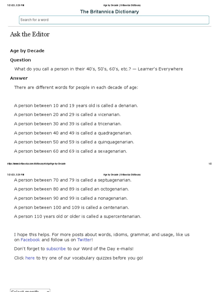 Age by Decade - Britannica | PDF | Foreign Language Studies