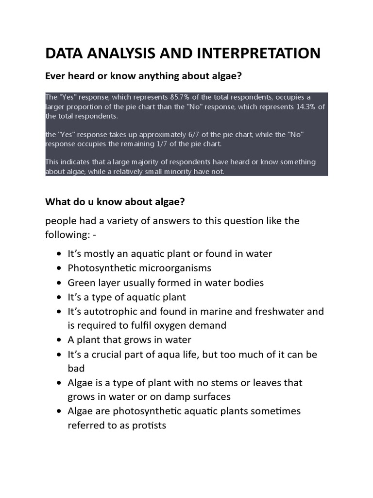 Data Analysis and Interpretation | PDF | Algae | Plants
