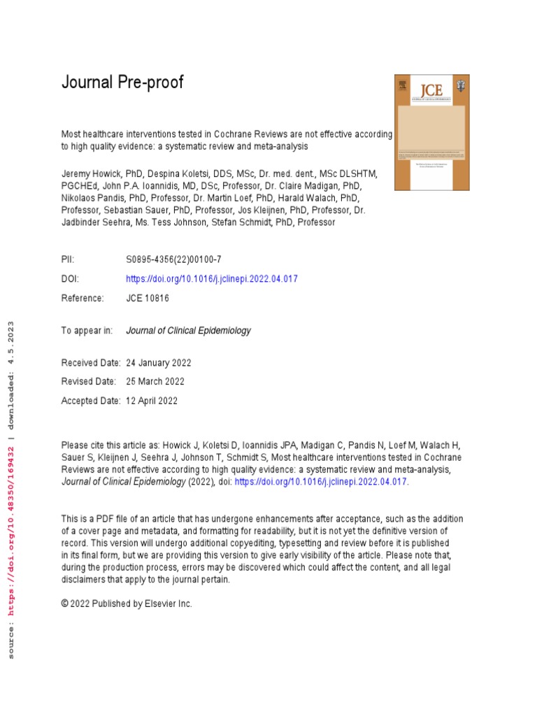 Journal Pre-Proof: Journal of Clinical Epidemiology | PDF | Systematic ...
