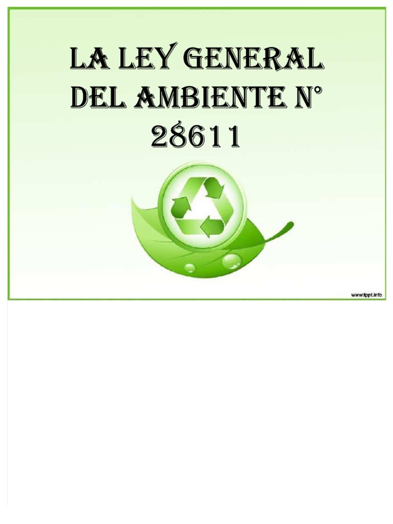 Ley General del Ambiente 28611 | PDF | Entorno natural
