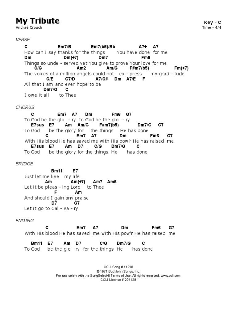 My Tribute C Ccli Pdf