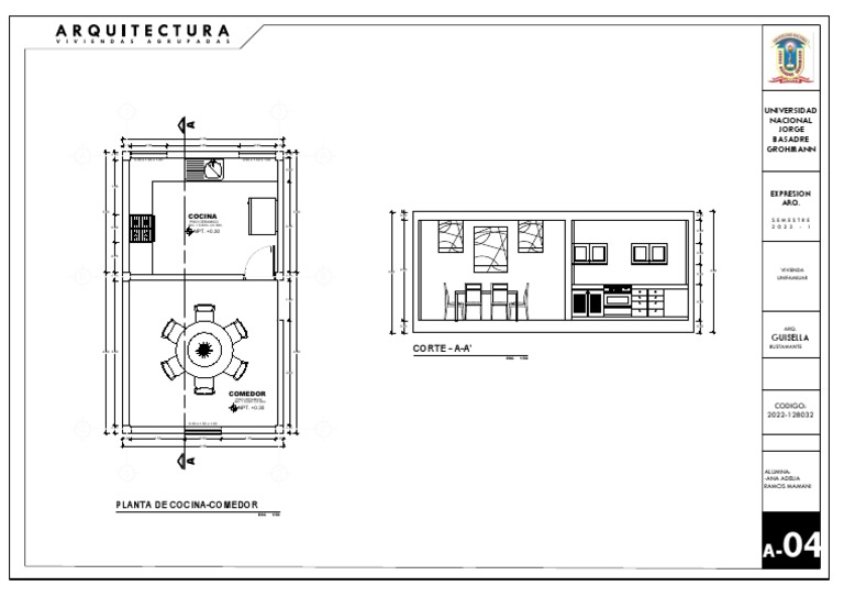 Planta y corte de cocina-comedor | PDF