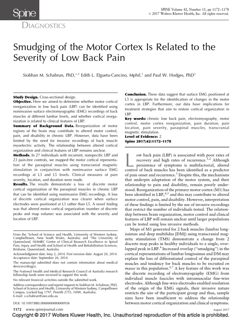 Siobhan (2017) - Smudging of The Motor Cortex Is Related To The ...