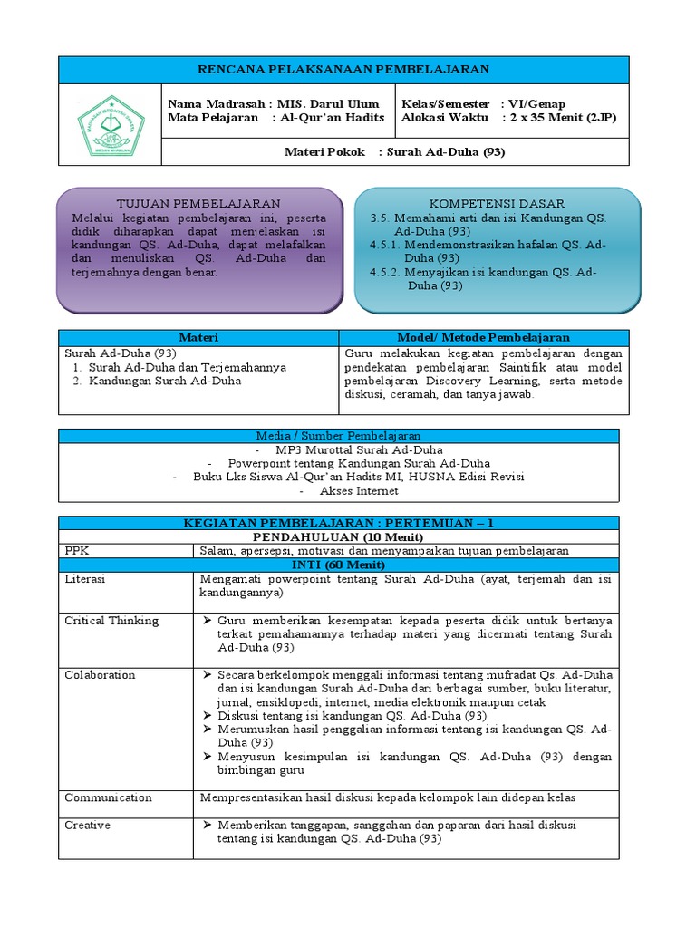 Contoh RPP 1 | PDF | Karier & Perkembangan