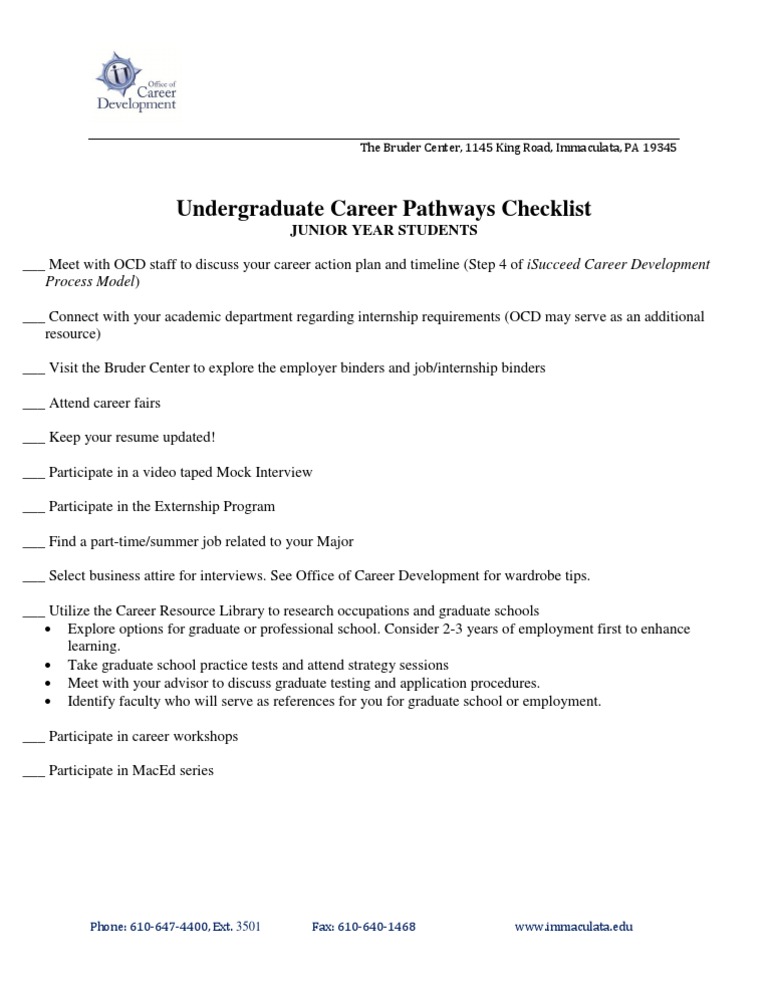 Pathways Checklist Iplan | PDF | Career & Growth