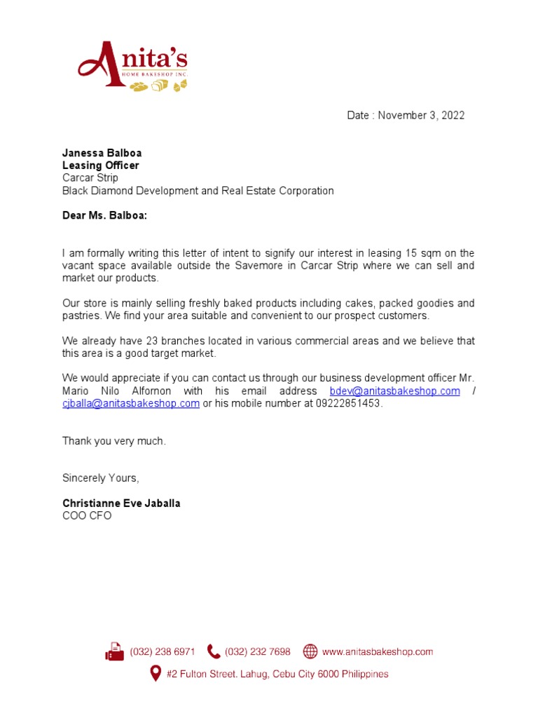 Letter of Intent - Carcar Strip | PDF