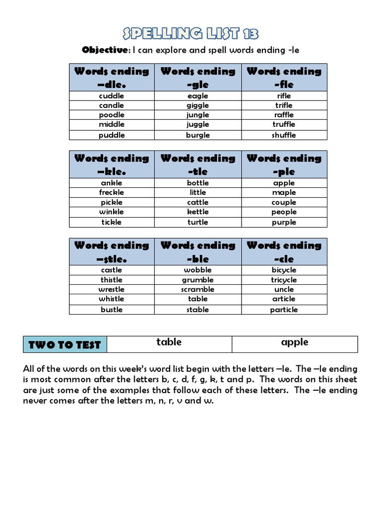 Group 2 Spelling List 13 | PDF