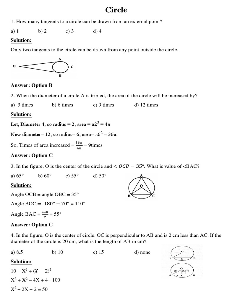 Circle Solution Final | PDF | Area | Circle