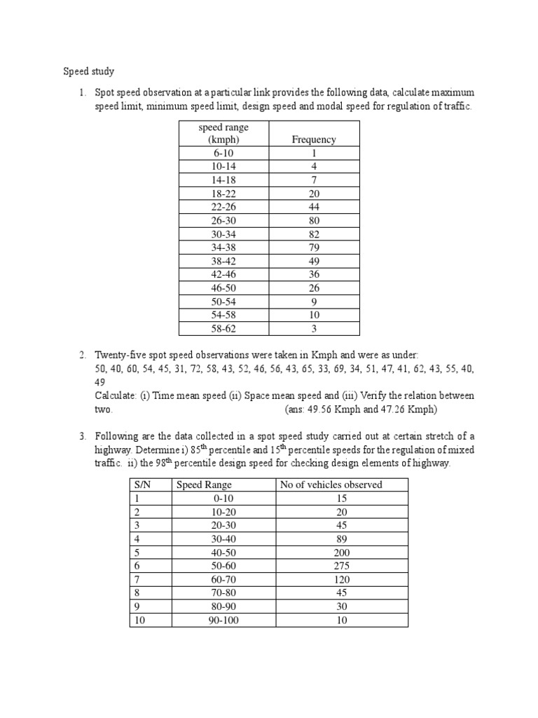 Speed Study Tutorials | Download Free PDF | Traffic | Mean