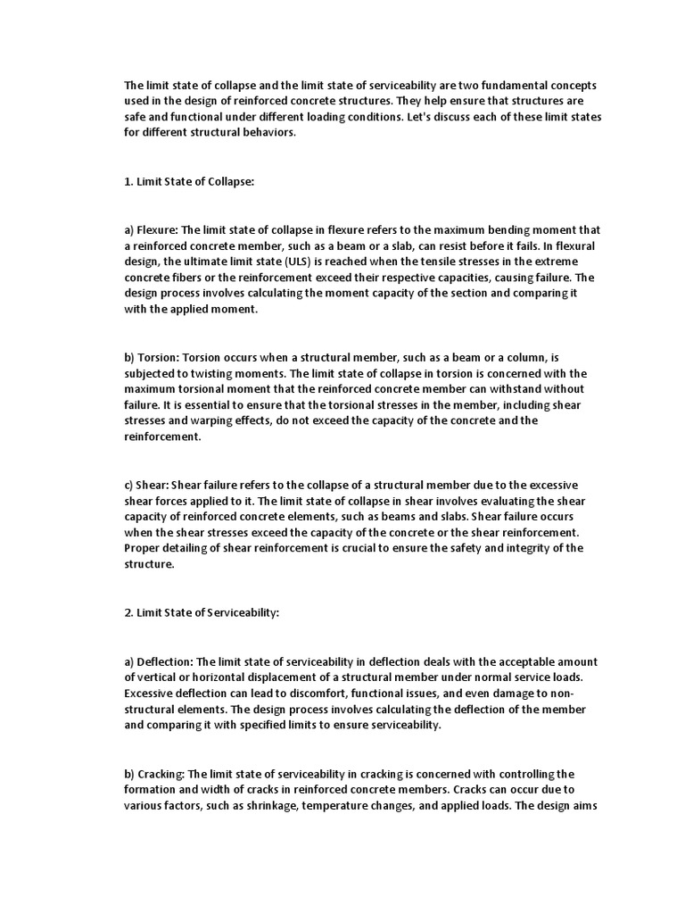 Limit States in Concrete Design | PDF | Bending | Reinforced Concrete