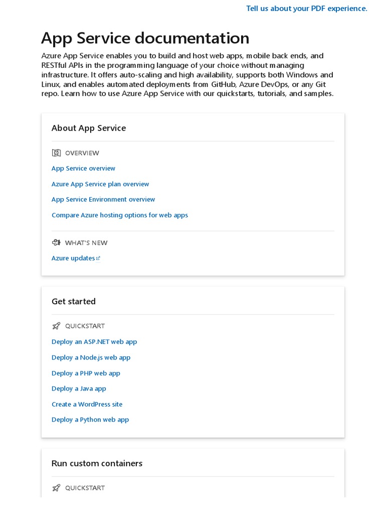 Azure App Service | PDF | Microsoft Azure | Web Application