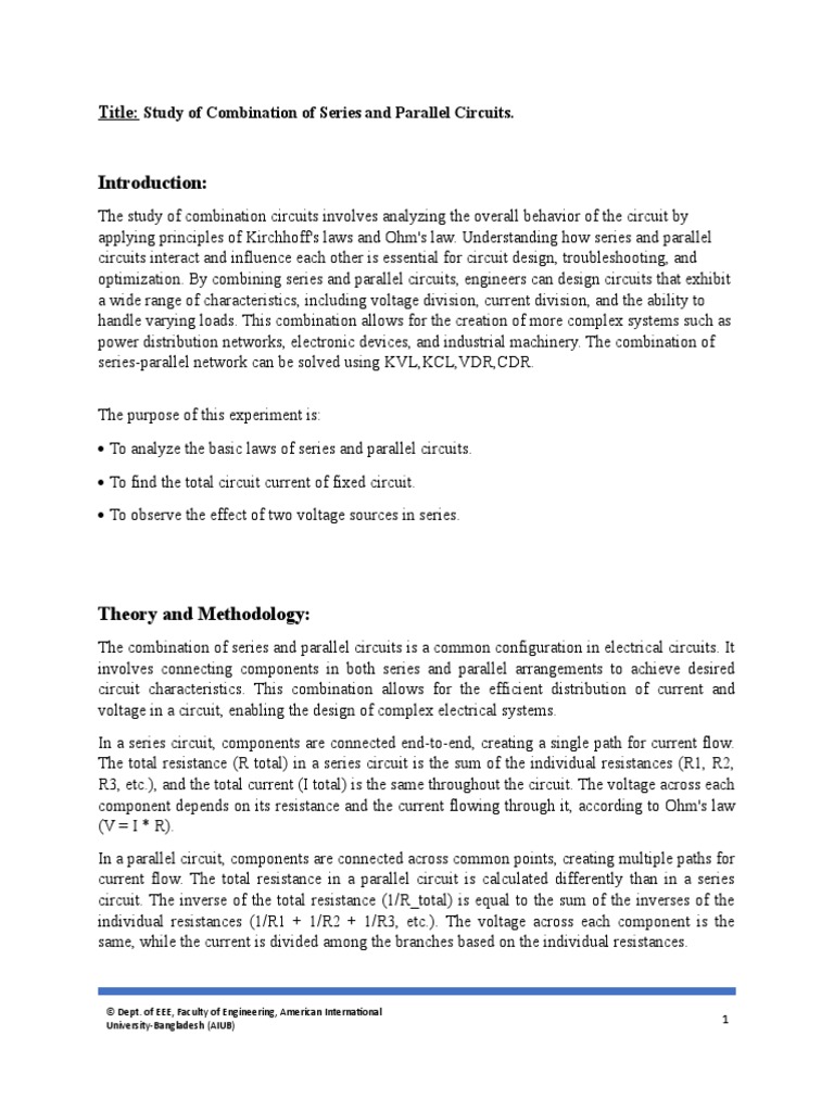Dc Lab Report 03 Pdf Electrical Network Series And Parallel Circuits
